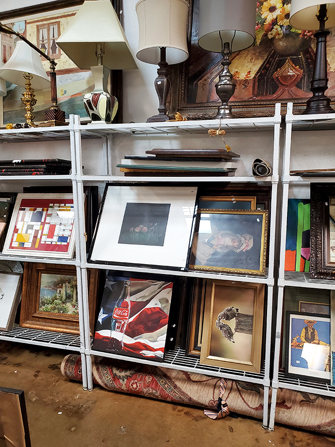 Fine china and elegant lamps await their second act. Someone's grandmother's prized possessions become your conversation-starting dining room centerpiece.