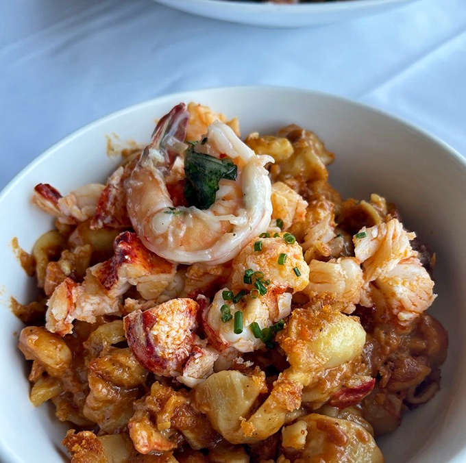 This isn't your college dorm mac and cheese. It's a glorious seafood symphony where lobster plays first chair and every bite deserves a standing ovation.
