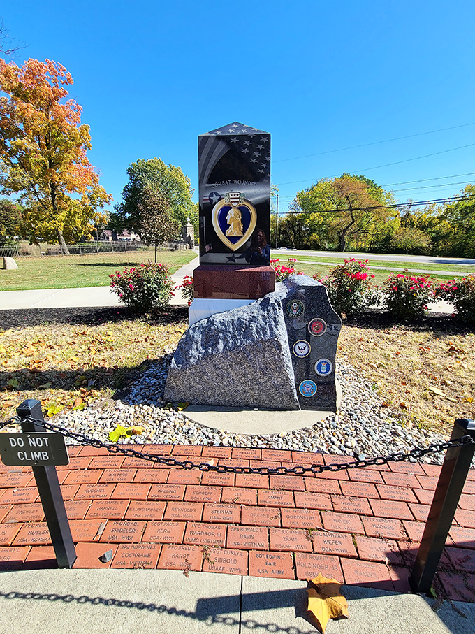 Huntington honors its heroes with this thoughtfully designed memorial, where engraved bricks and polished stone create a space for reflection and gratitude.