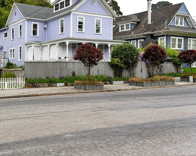 Victorian charm meets coastal living in these colorful homes. The white picket fences aren't keeping anyone out &ndash; they're just part of the aesthetic.