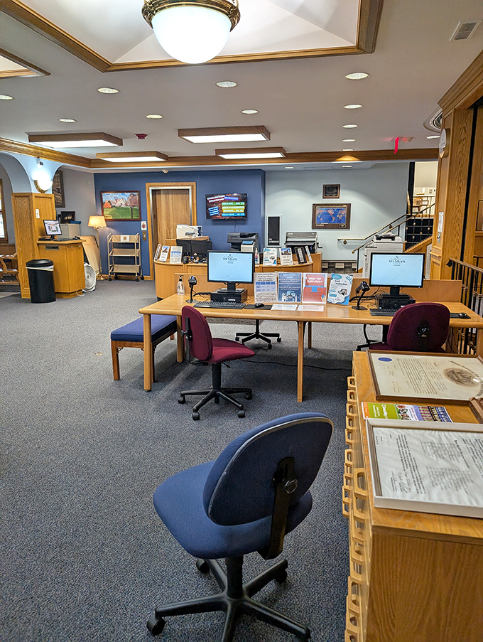 Even the modern amenities blend seamlessly with history. The library balances its castle aesthetic with contemporary services for today's knowledge seekers.