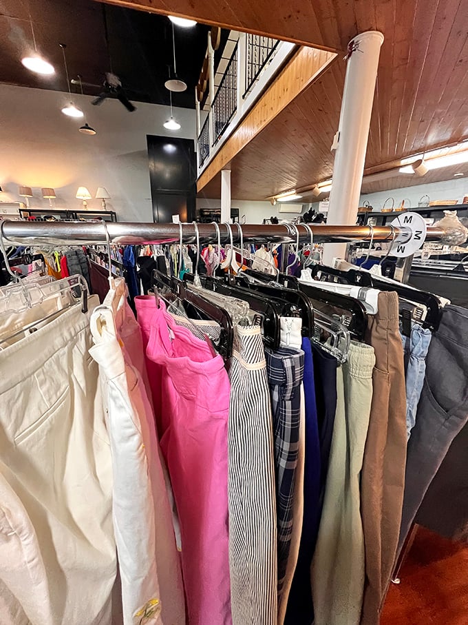 The pants parade! Every color, every style, every size&mdash;all waiting for their second chance at making someone look fabulous.