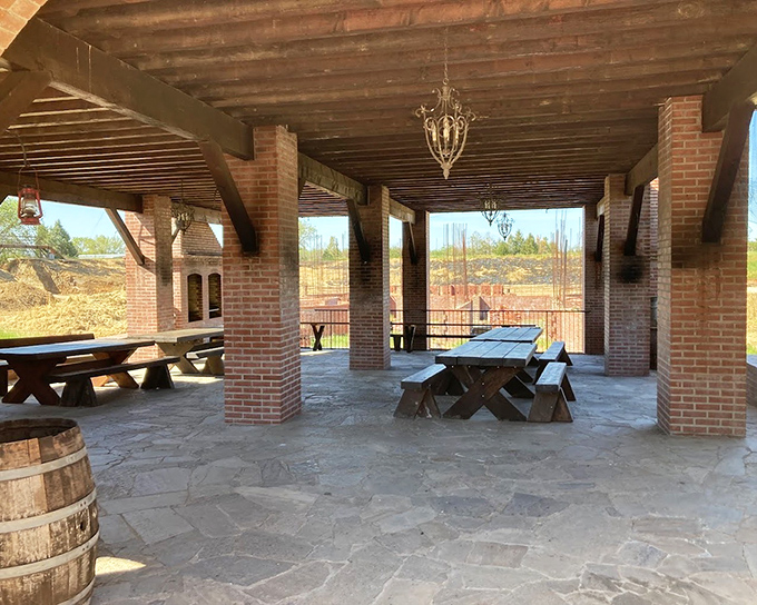 The perfect spot for a medieval feast or just enjoying a California sunset. These rustic wooden tables have "Instagram opportunity" written all over them.