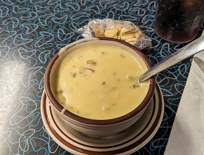 Potato soup that puts winter in its place. Creamy, hearty, and served with crackers&mdash;as all proper Midwestern negotiations should be.