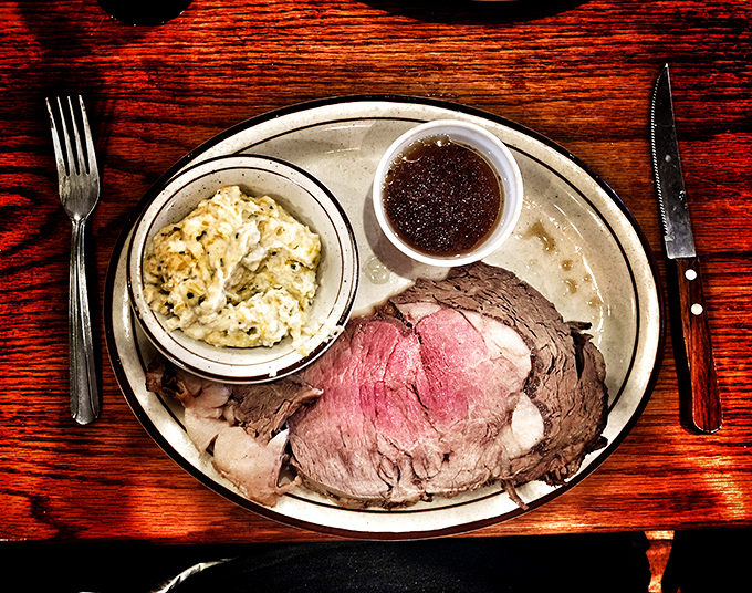 Prime rib cooked to that perfect rosy hue, with sides that know their supporting role. Meat this good doesn't need a fancy introduction.