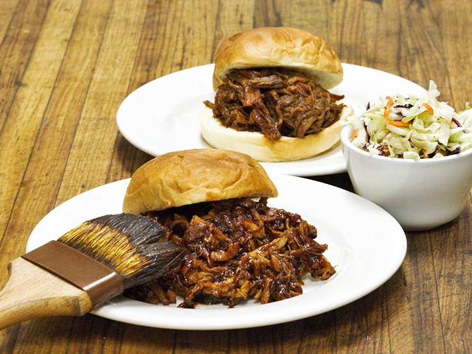 Pulled pork so tender it practically pulled itself. Paired with fresh slaw and a pillowy bun, this sandwich is what BBQ dreams are made of.
