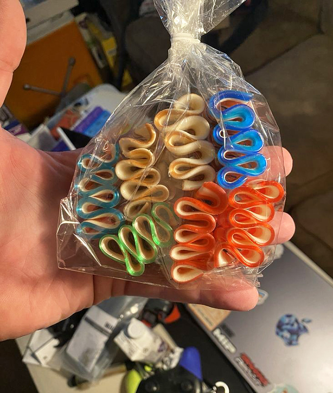 These ribbon candies aren't just treats; they're edible stained glass windows for your taste buds.