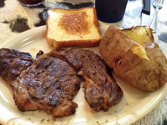 A steak so perfectly charred it should have its own Instagram account. That buttery toast? The unsung hero of the plate.