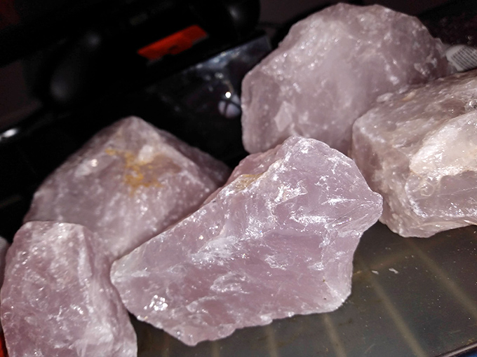 Nature's jewelry box spills open with chunks of rose quartz that would make even the most skeptical suddenly believe in crystal healing.