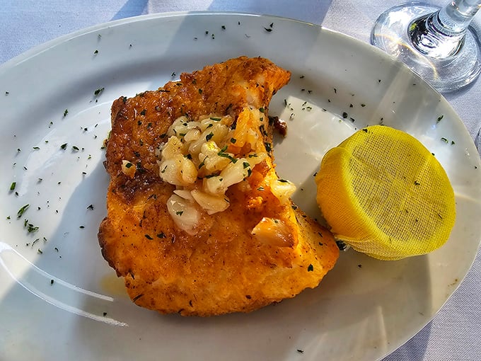 The sea bass arrives golden and topped with delicate crabmeat &ndash; proof that Chophouse '47 isn't just playing the meat game.