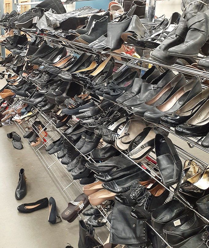 The shoe section resembles an archaeological dig of American footwear history. From barely-worn designer finds to vintage boots with tales to tell.