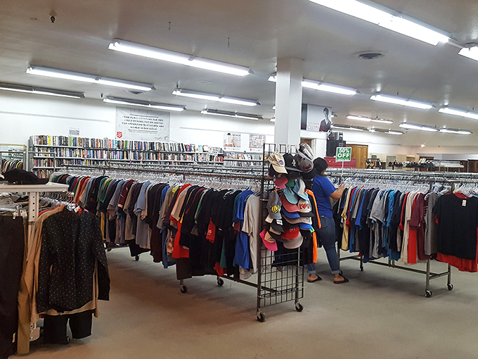 Serious shoppers know to browse the clothing racks methodically. The thrill of the hunt is half the fun!