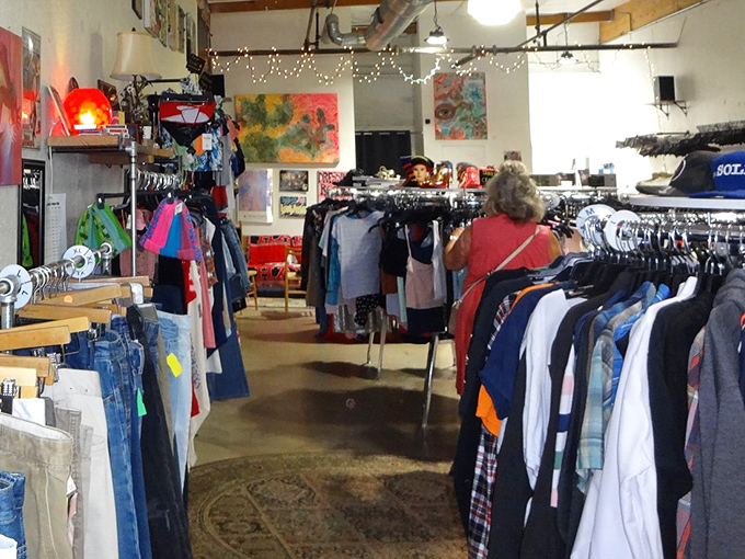 The thrill of the hunt is evident as shoppers navigate the well-organized aisles, where yesterday's fashion becomes tomorrow's signature look.