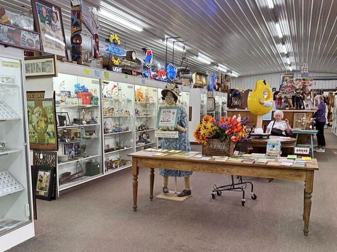 The neon signs above tell stories of roadside America, while below, yesterday's treasures await tomorrow's homes.