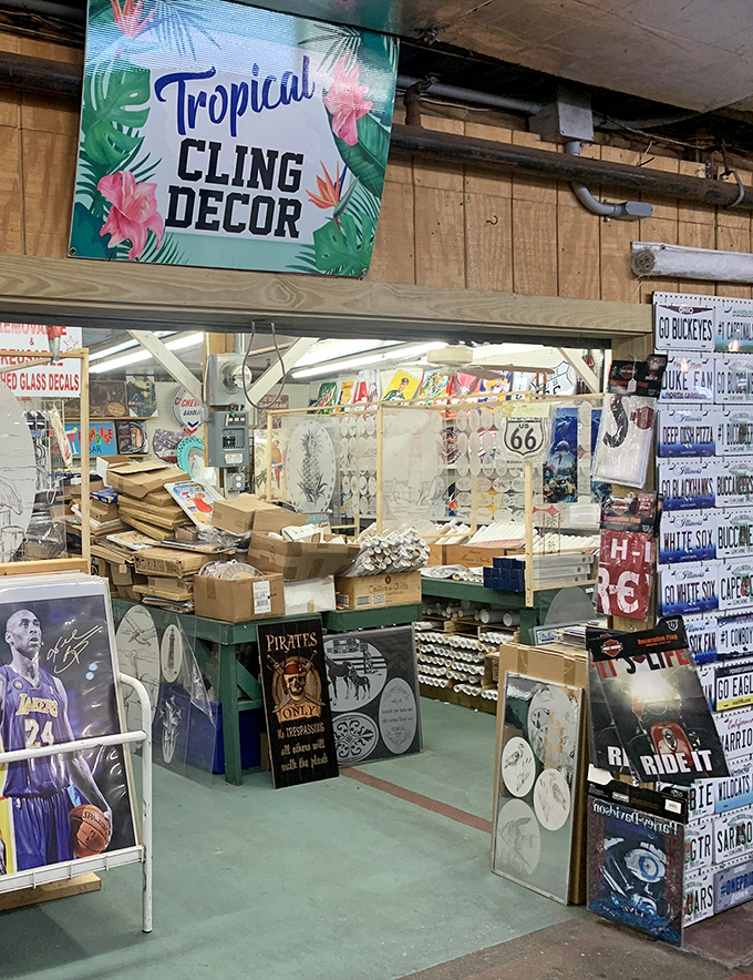 Tropical Cling Decor offers a slice of paradise for your walls. Because nothing says "Florida living" quite like hibiscus flowers and palm fronds on everything.