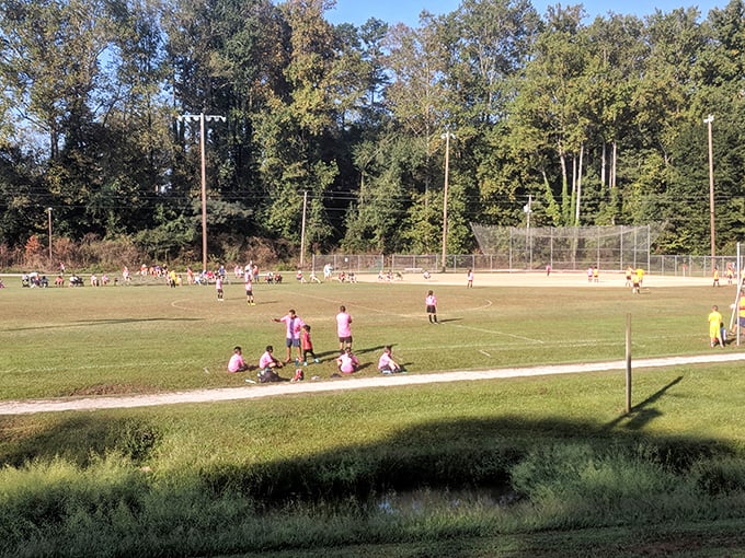Soccer fields where weekend warriors gather, proving that competitive spirit thrives beautifully in small-town mountain air.