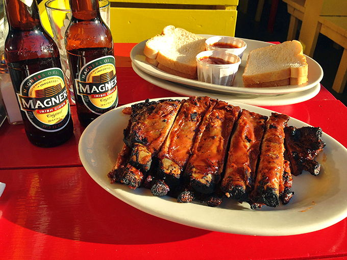 Spare ribs glistening like edible mahogany, proving that sometimes beauty really is skin deep.