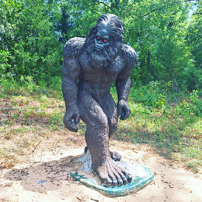 Jefferson embraces its quirky side with this imposing Bigfoot statue. Those red eyes seem to say, "I'm watching you... and your picnic basket."