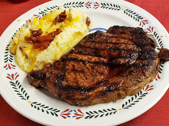 A steak cooked with such respect and precision it deserves its own thank-you note. The loaded potato isn't playing second fiddle either.