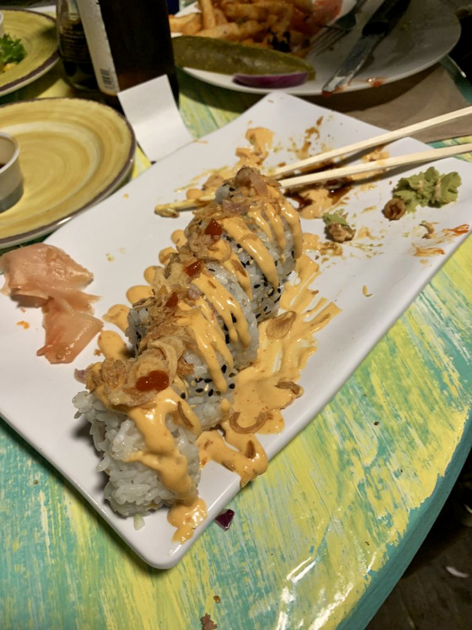 Sushi with a Keys attitude&mdash;no pretension, just fresh fish dressed up with enough sauce to make you forget you're eating raw fish in a place with a cartoon pig mascot.