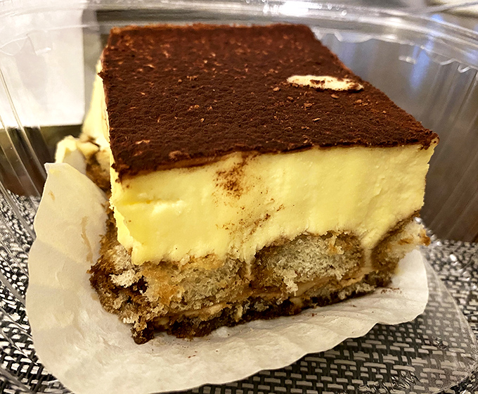 This tiramisu isn't just a dessert, it's an engineering marvel&mdash;layers of coffee-soaked ladyfingers and mascarpone cream supporting that perfect chocolate roof.