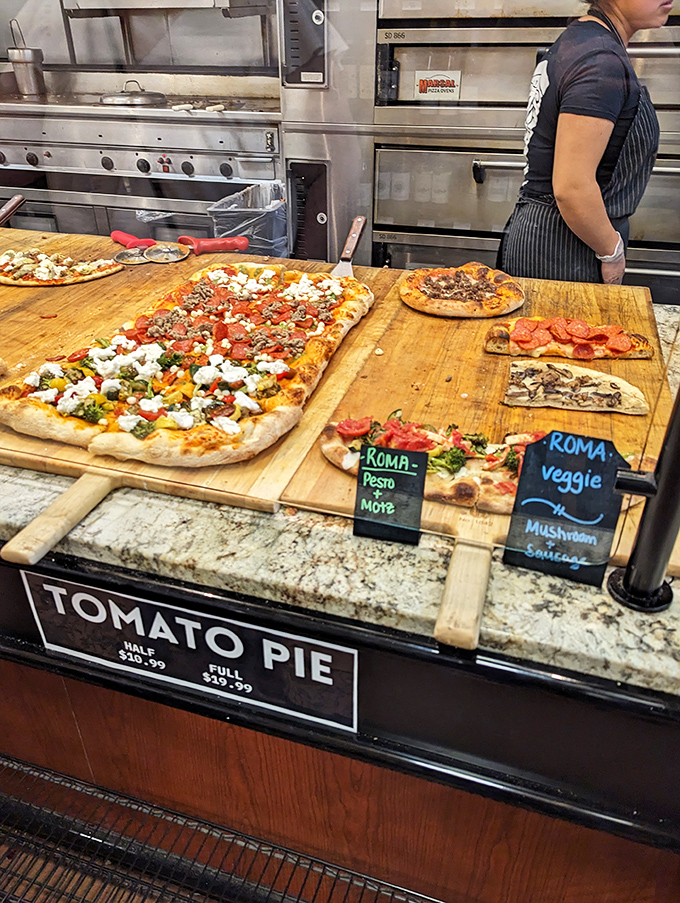 Tomato pie that would make even the most stoic Italian grandmother weep with joy. The perfect balance of sauce, cheese, and crust.