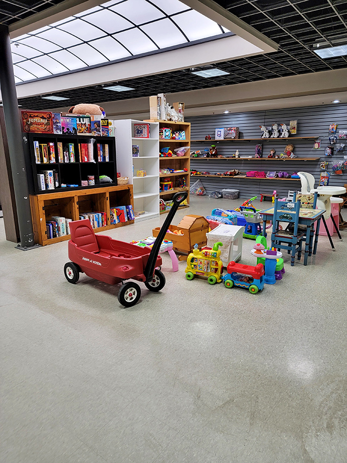 The toy section: where childhood memories are both made and rediscovered. That Radio Flyer wagon has "future family heirloom" written all over it.