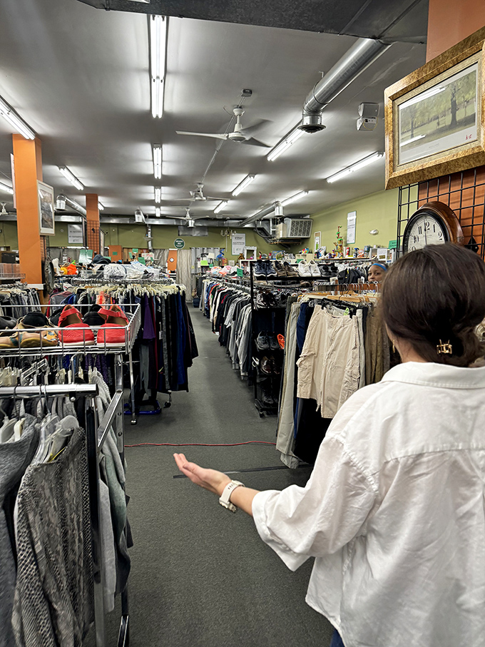 Navigating the clothing forest requires strategy and patience. Seasoned thrifters know the best finds hide between the everyday items.