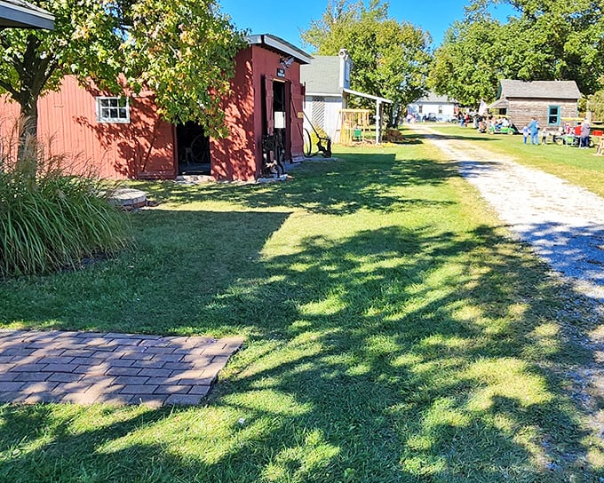 Auglaize Village's rustic buildings stand as monuments to simpler times—when "social networking" meant actually talking to your neighbors.