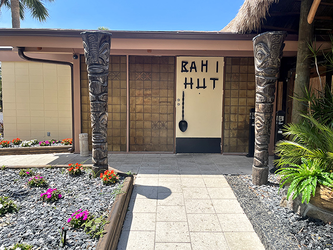 Bahi Hut's carved tiki sentinels have been guarding Sarasota's most authentic Polynesian flavors since before tiki was trendy.
