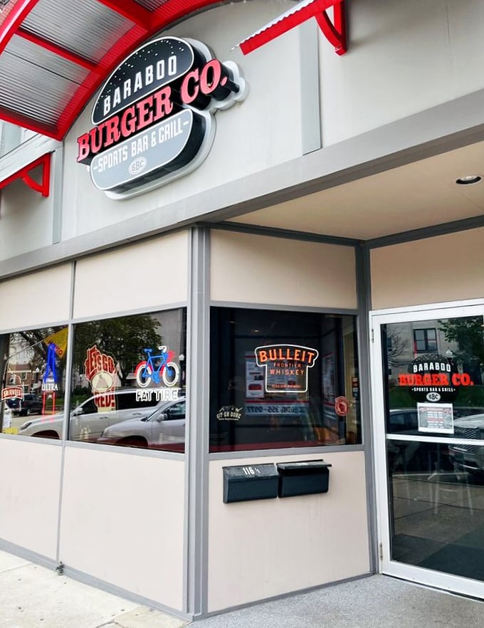 Baraboo Burger Company's sporty red awning signals you've arrived at the intersection of serious burgers and good times.