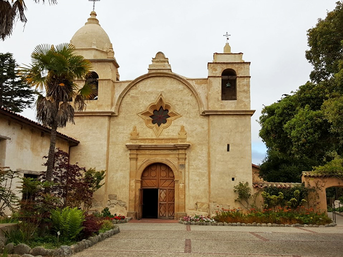 Carmel's historic mission architecture brings Spanish colonial history to life with its graceful arches and weathered stone facade.