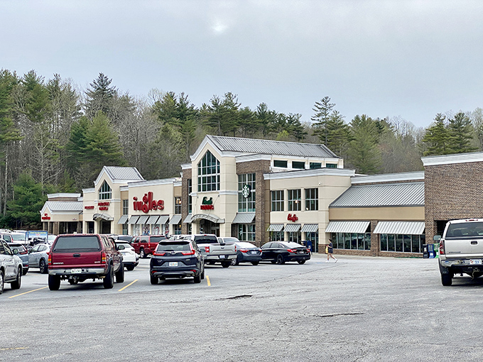 Cashiers' stone buildings and mountain backdrop create postcard-perfect views. Shopping with a spectacular setting!