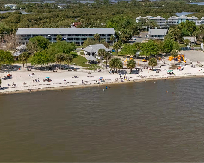 Cedar Key's aerial view reveals a town where water is as much a part of life as land. Social distancing before it was trendy!