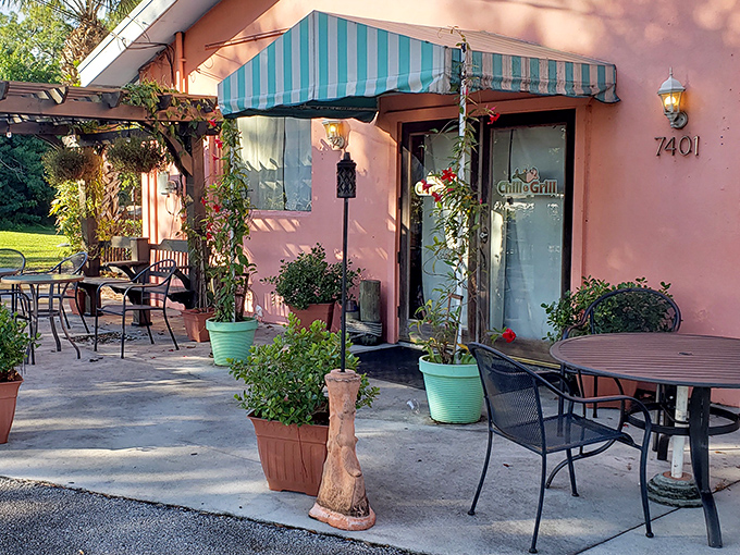 Pink walls and blue awnings &ndash; like Miami Vice decided to open a breakfast joint.