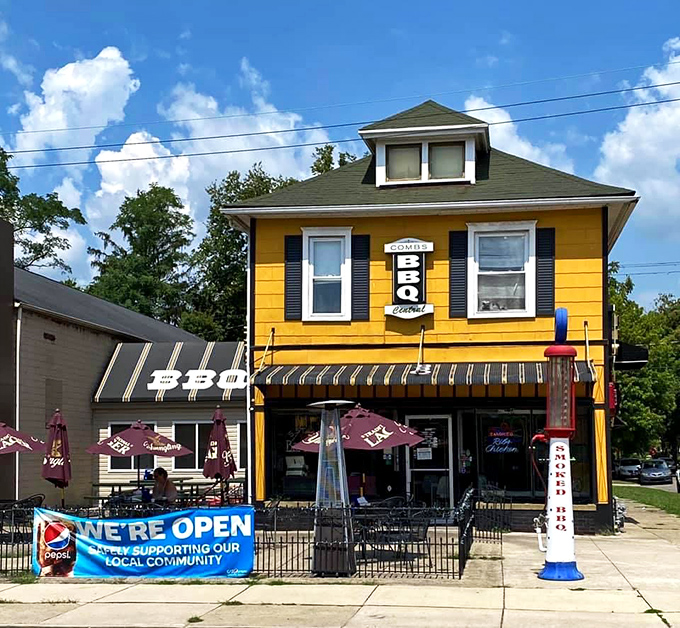 Combs BBQ Central's sunshine-yellow building stands out like a happy barbecue beacon in Middletown's landscape.