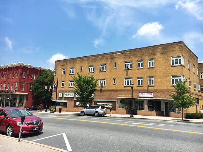 Ephrata's historic buildings line the street, showcasing the town's commitment to preserving its architectural heritage.
