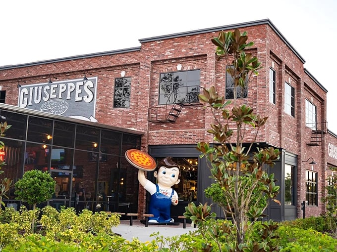 That cheerful pizza mascot knows exactly what he's holding - pure Steel City gold.