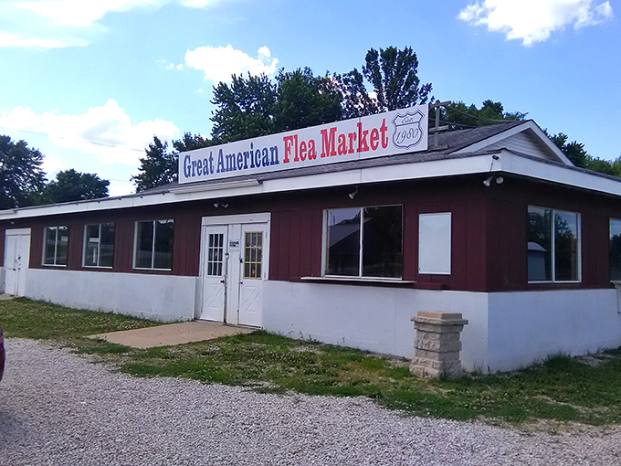 Great American Flea Market's vintage building promises old-school charm and modern-day treasure hunting under one weathered roof.
