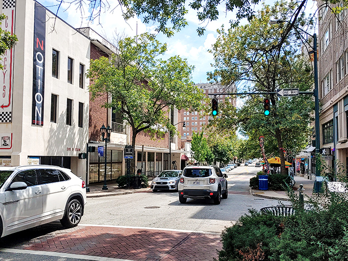 Stroll through the sun-dappled streets of Greensboro, where you&rsquo;ll find charming local storefronts and a perfect afternoon for exploring.