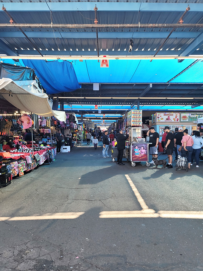 Covered walkways protect shoppers while colorful displays tempt with incredible deals and unique finds.