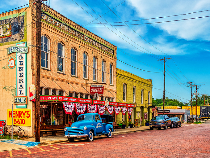 Jefferson's antique brick buildings whisper tales of steamboat captains and cotton fortune days.