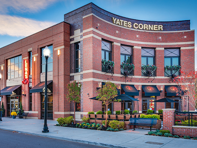 Green wall, elegant sign &ndash; Lena's entrance hints at the wood-fired wonders waiting inside this Alexandria treasure.
