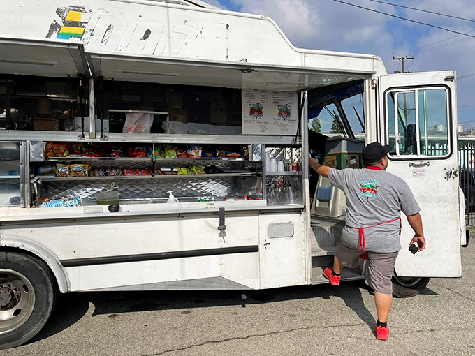 That colorful food truck proves the best seafood doesn't always come from fancy restaurants - sometimes it rolls right up.