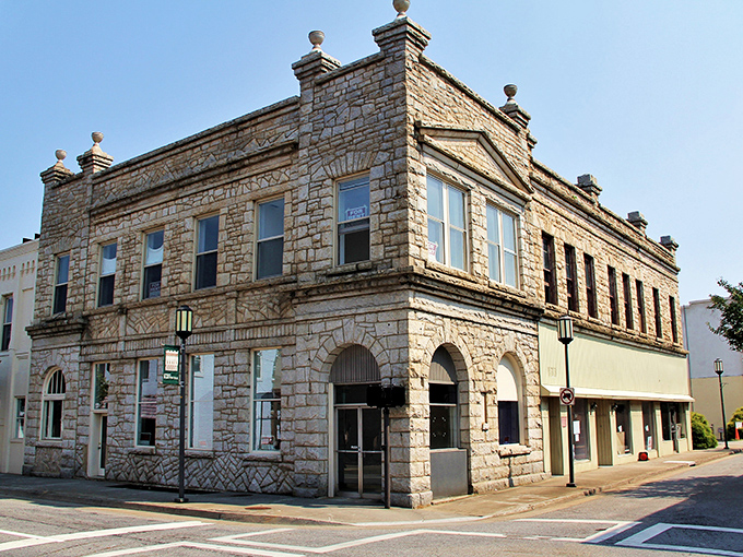 Historic stone architecture that tells stories without saying a word. Martinsville's downtown charm at its finest.