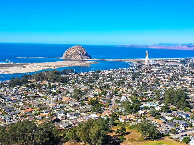 Morro Bay from above&mdash;where that magnificent rock plays centerpiece to a town that hit the geological lottery jackpot.