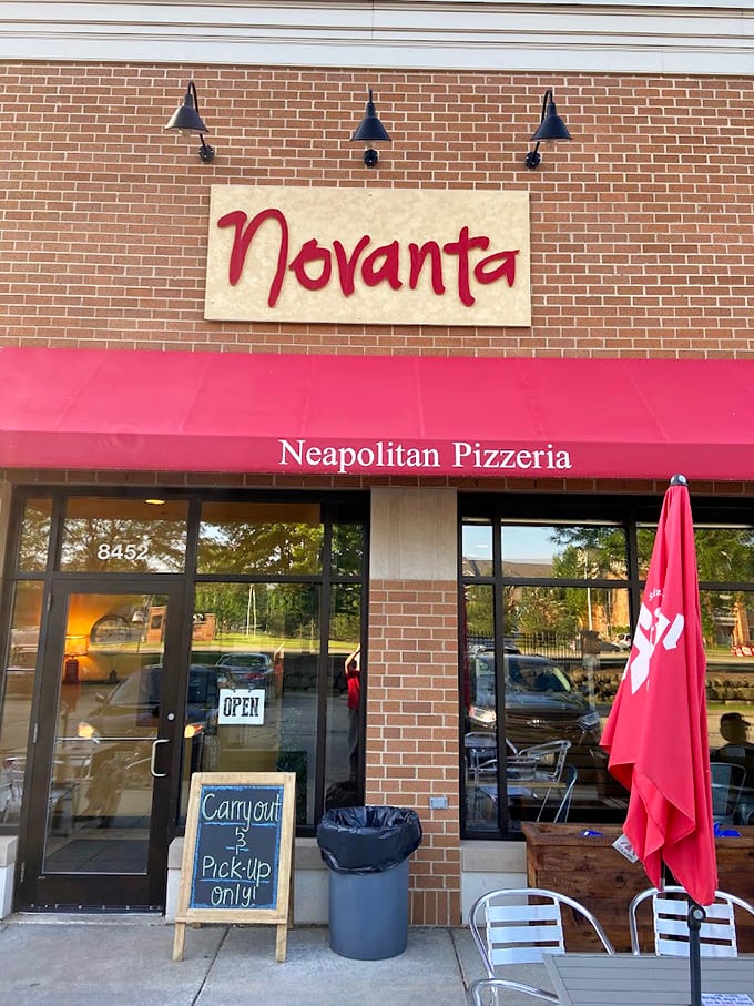 Novanta's clean, modern storefront brings a taste of Naples to Middleton. That "Neapolitan Pizzeria" sign promises authentic wood-fired magic inside.