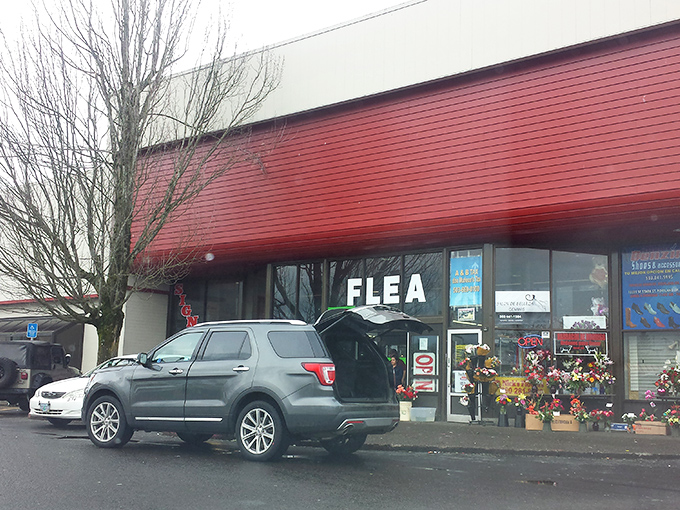 A kaleidoscope of colors and textures greets shoppers at Oregon Flea Market. Marie Kondo would have a field day here!