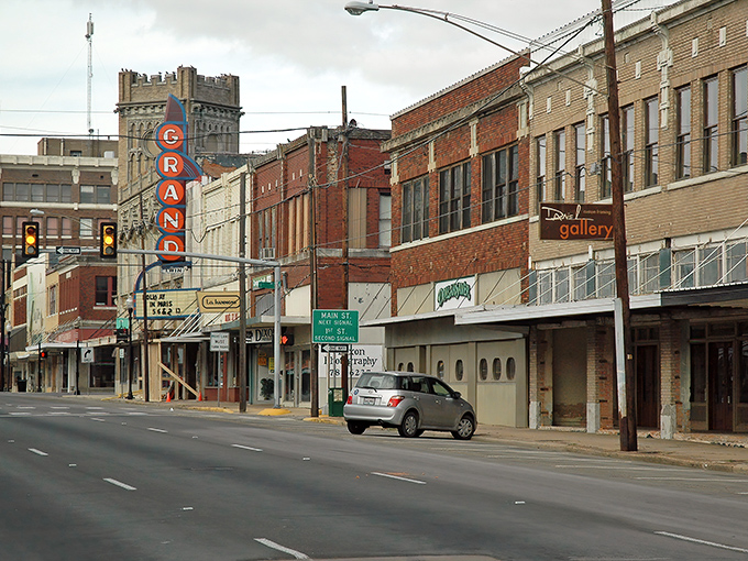 Paris, Texas shows off its historic downtown - where the Grand Theater marquee has been lighting up nights for generations.