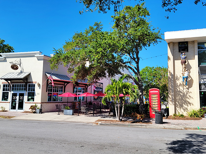 A charming red telephone booth stands guard outside this shrine to the band that changed music forever.